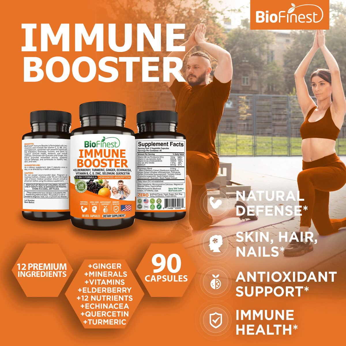 Biofinest Immune Booster Supplement - 12-in-1 Vitamin B C D Zinc ...