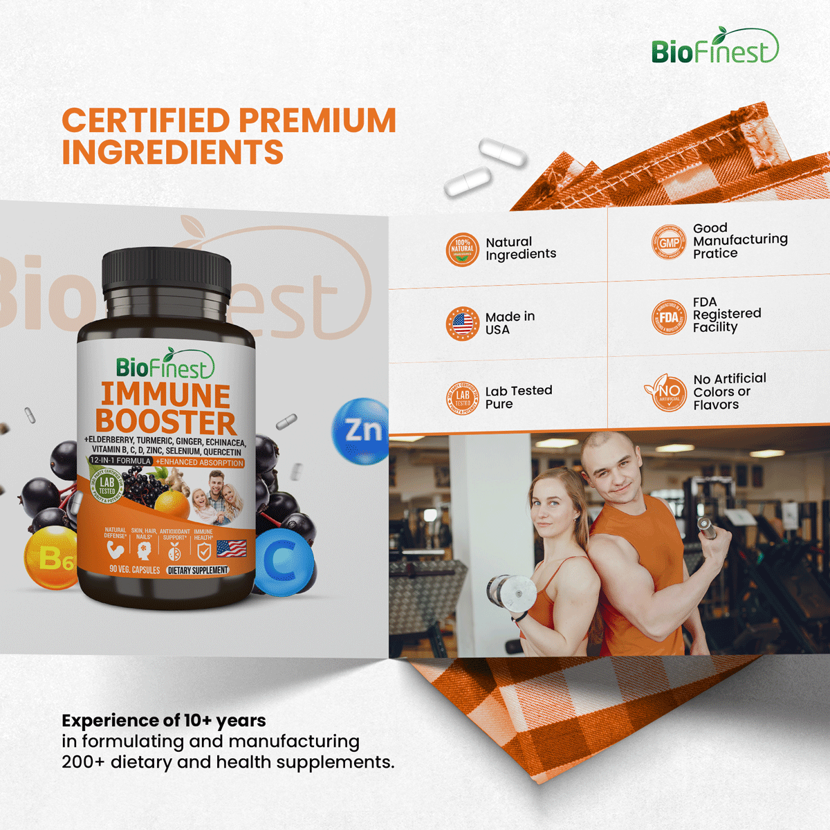 Biofinest Immune Booster Supplement - 12-in-1 Vitamin B C D Zinc ...