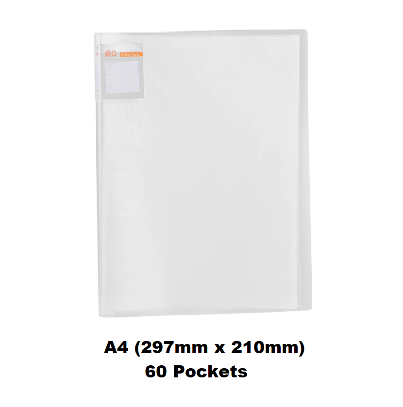 A4 Display Book Pocket Folder 60 Pockets Clear Folder, A4 Drawing ...