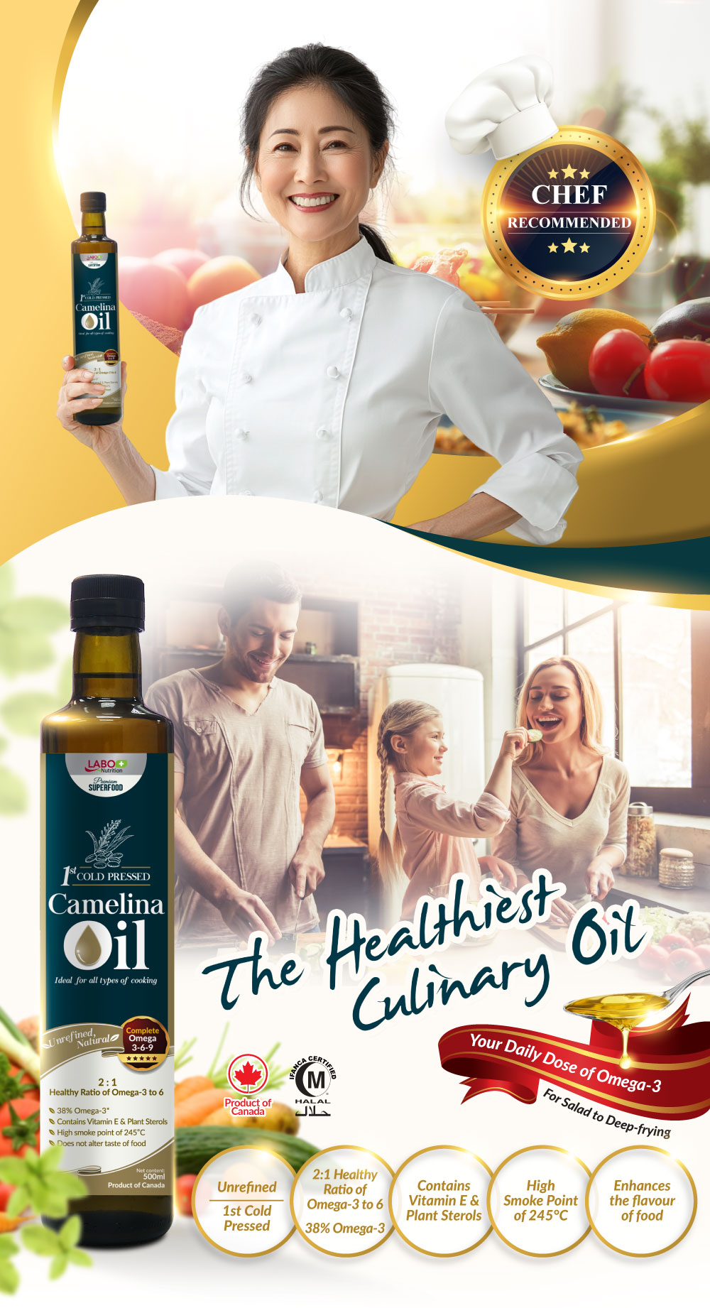 [6 Bottles] LABO Nutrition Camelina Oil Unrefined Virgin Cold Pressed ...