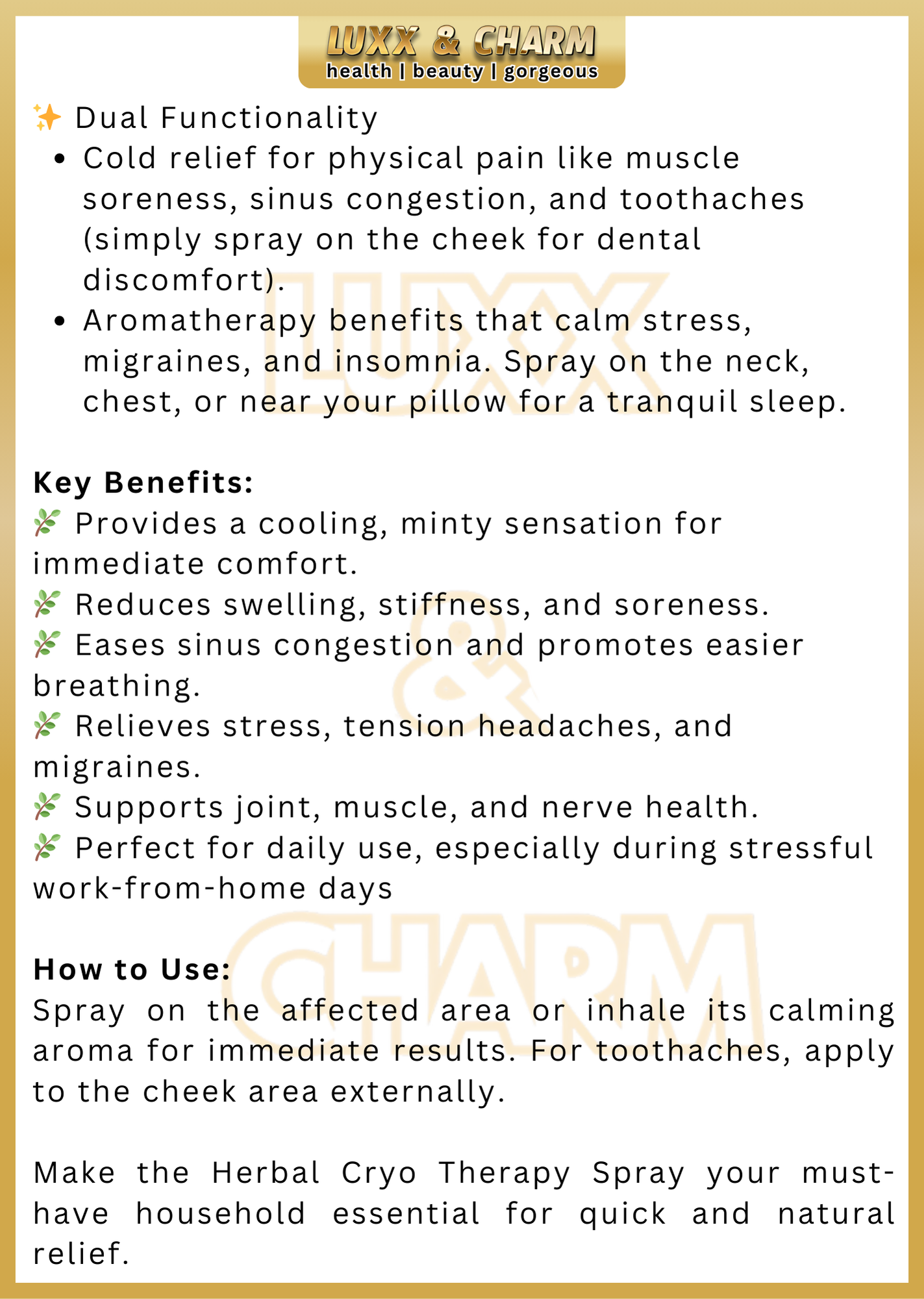 HERBAL CRYO SPRAY by Bonda Rozita JRM Cooling and Refreshing Therapy ...