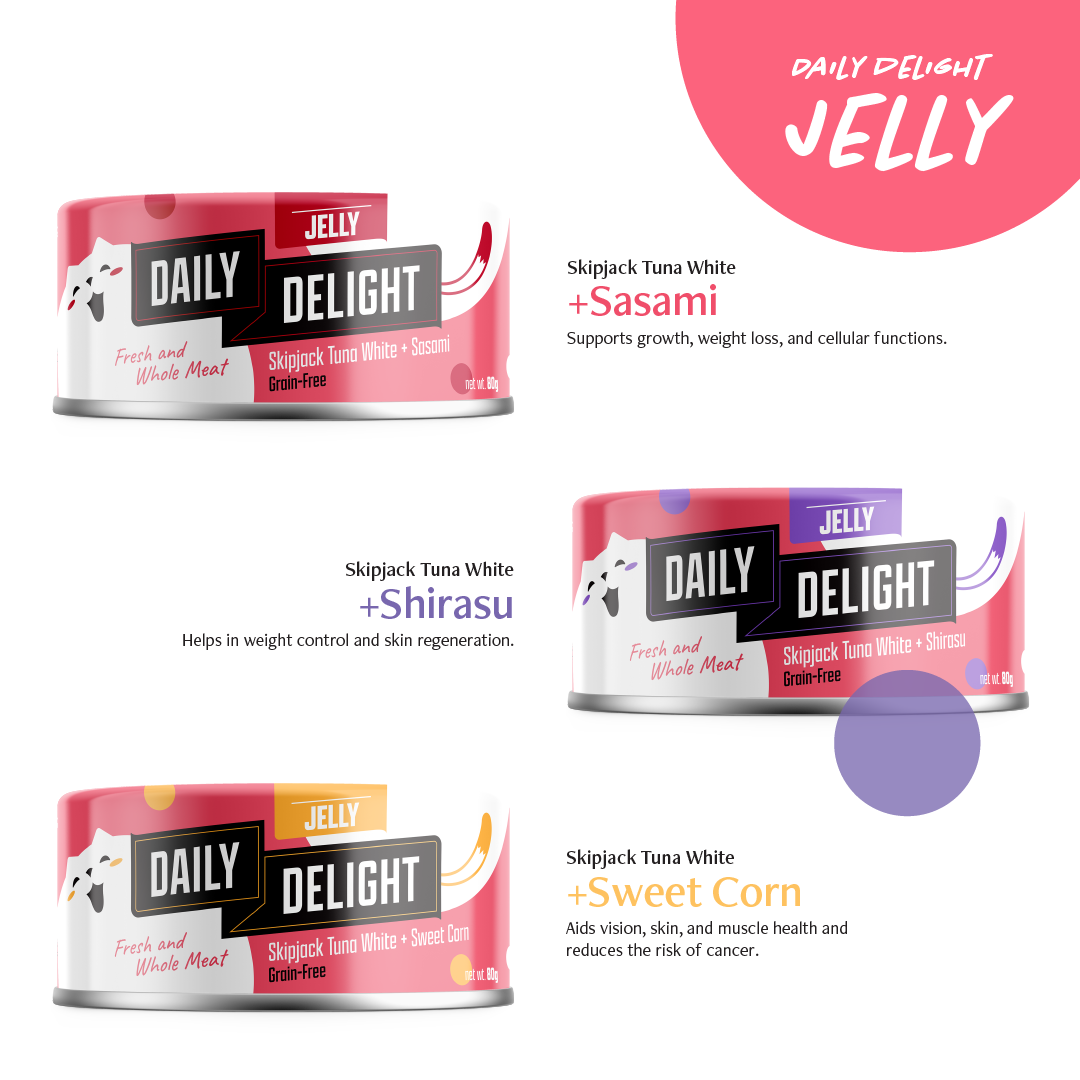 Daily Delight Jelly Skipjack Tuna Wet Cat Canned Food (80g x24) | Meal Topper Carrot Cheese ...