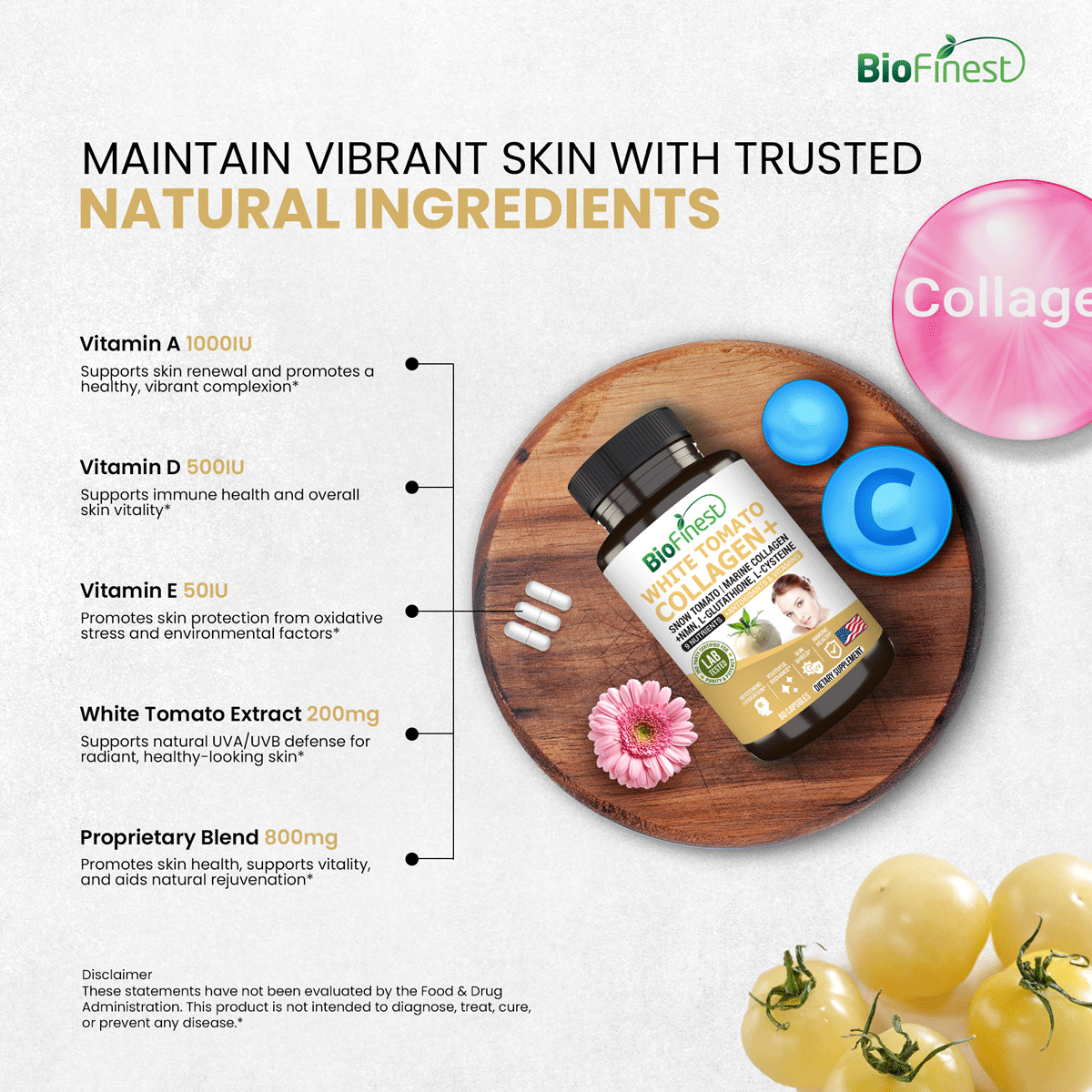 Biofinest White Tomato Collagen+ 16-in-1 Vitamin Marine Collagen NMN ...