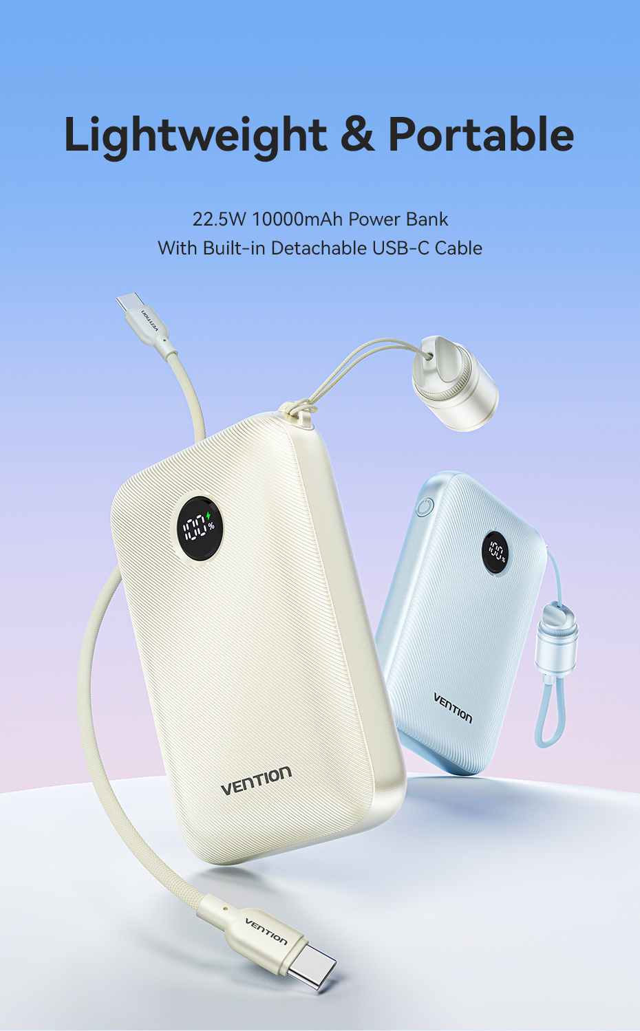 Vention 3C Mini Power Bank Fast charging digital display powerbank ...