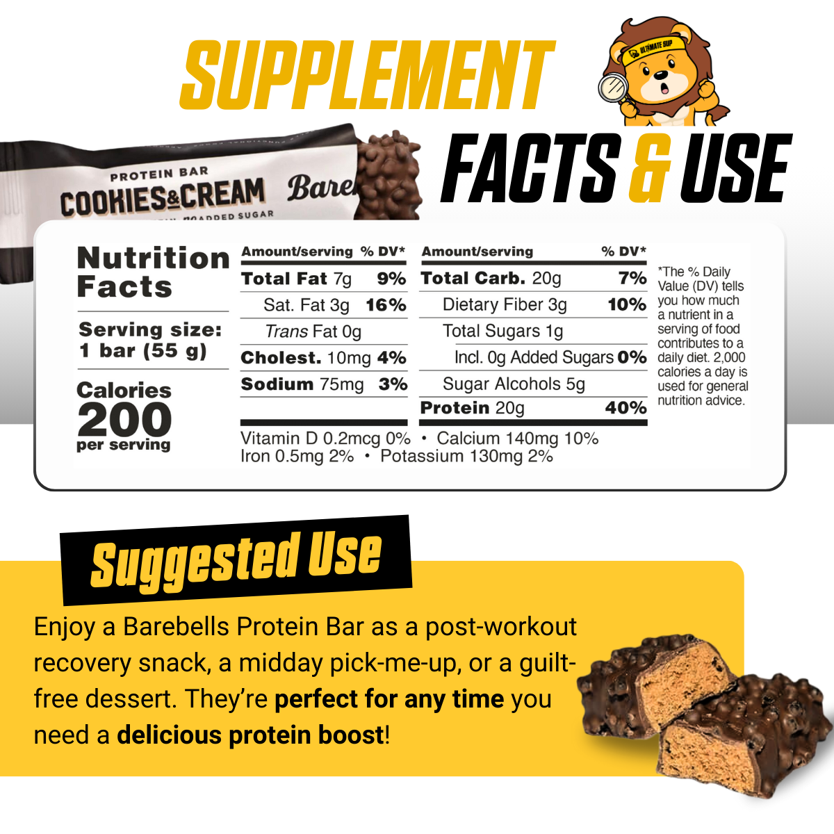 Barebells Protein Bar Healthy Meal Low carb, 20g protein/bar, to build ...