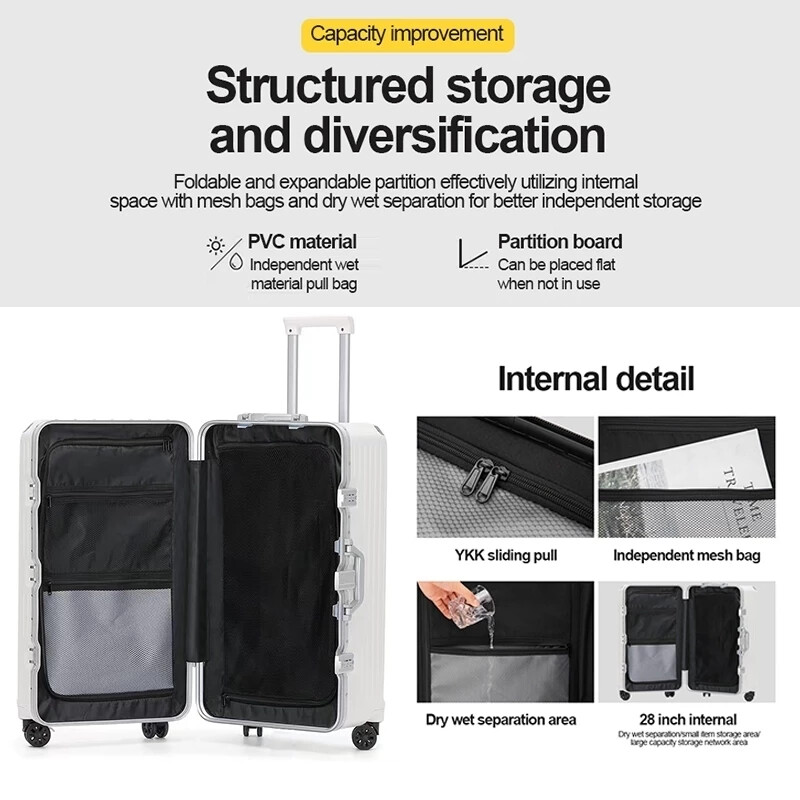 PG Luggage Suitcase 20 Inch 4 Wheels Aluminum Luggage Travel Bag With ...