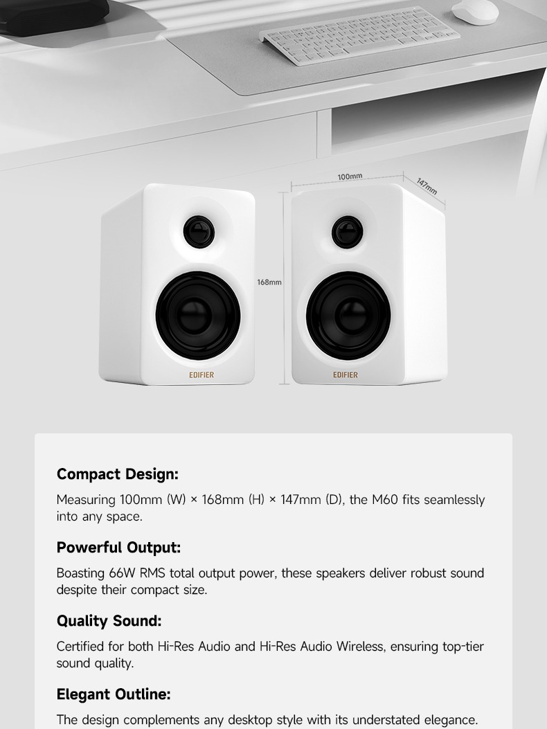 Edifier M60 Compact desktop 2.0 speakers Hi-Res Audio BT 66w | Shopee ...