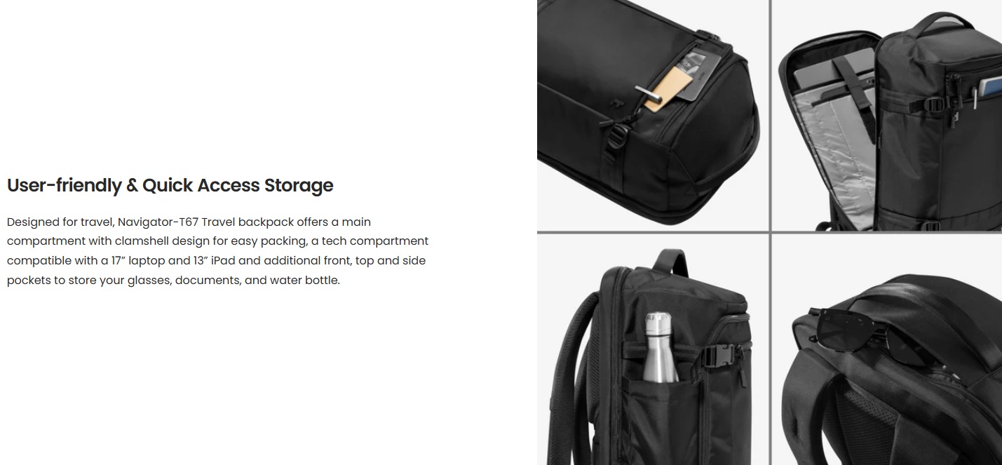 Tomtoc Navigator-T67 Travel Laptop Backpack | Laptop Bag (Black) | Shopee Singapore