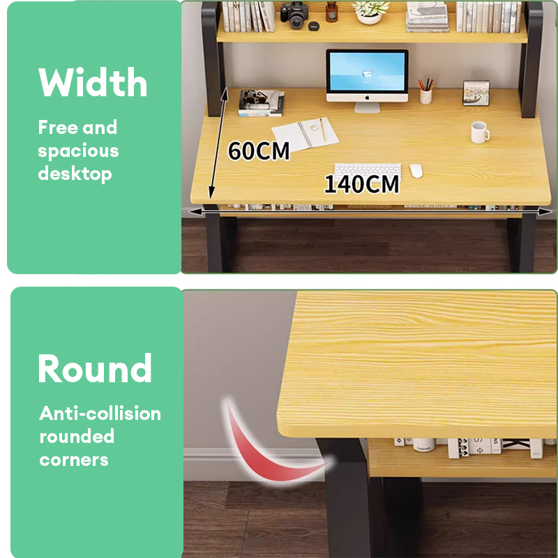 Students with bookshelf learning tables Computer Table Work Desk Wood ...