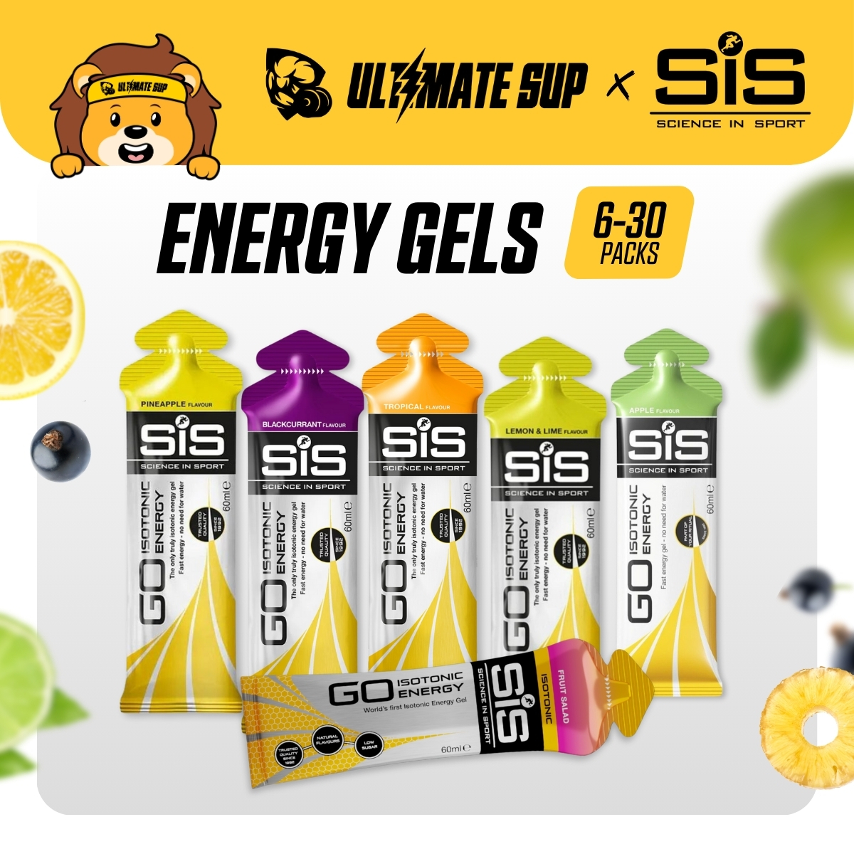 Science In Sport GO Isotonic Energy Gels, Running Gels with 22 g ...
