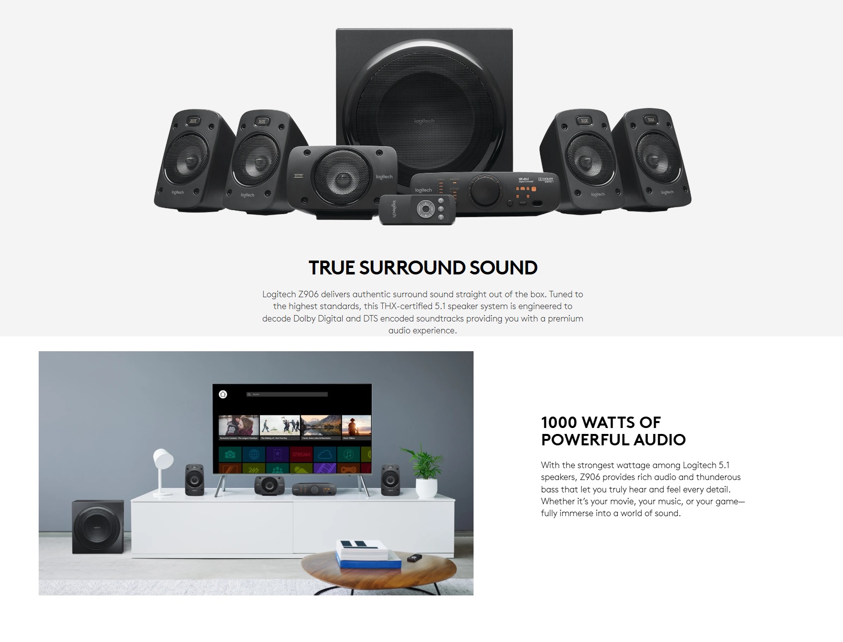 Logitech Z906 5.1 Speakers THX Ready [500w] (1 Year Logitech Warranty) | Shopee Singapore