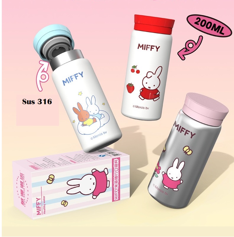 Kawaii Miffy Stainless Steel Mini Bottle Portable Insulated Thermal Bottle Hot Cold Kid Girl ...