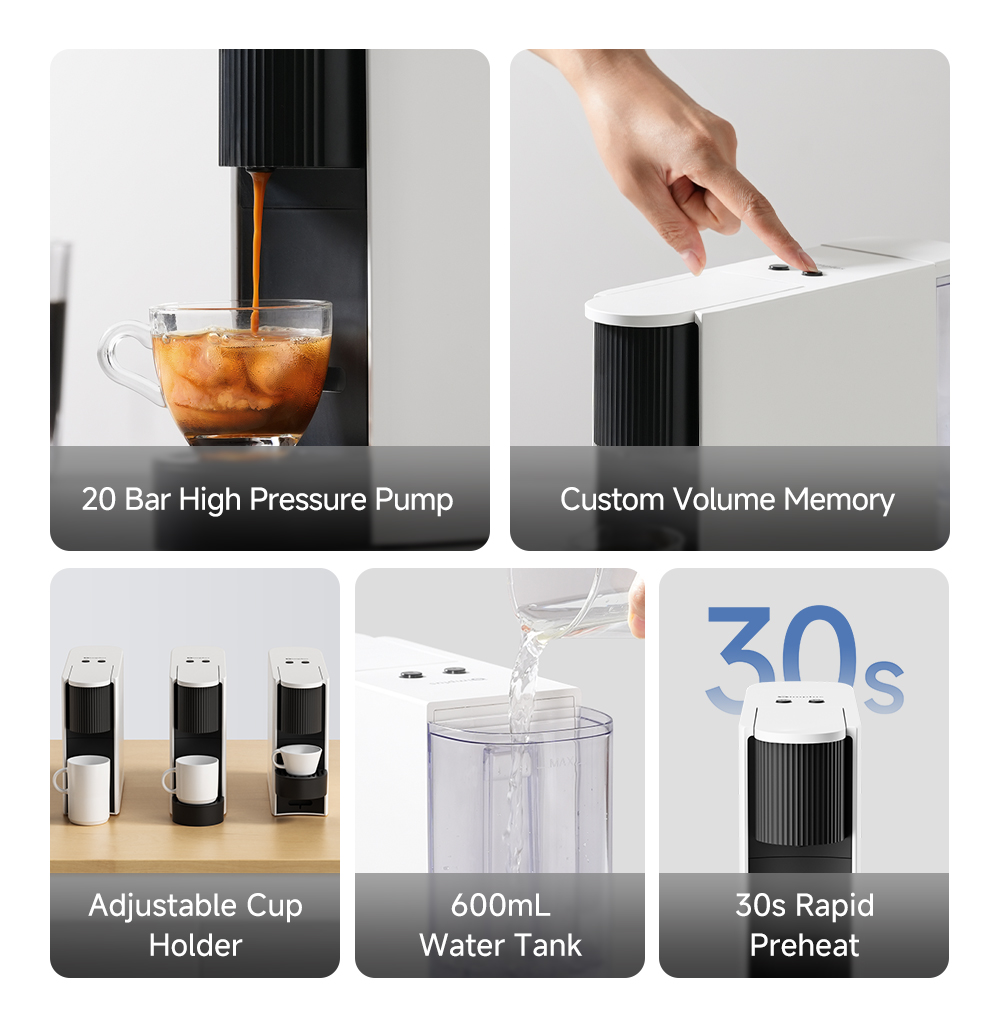 Simplus Coffee Maker | 20 Bar | 30s Rapid Preheat | 600ml Tank ...