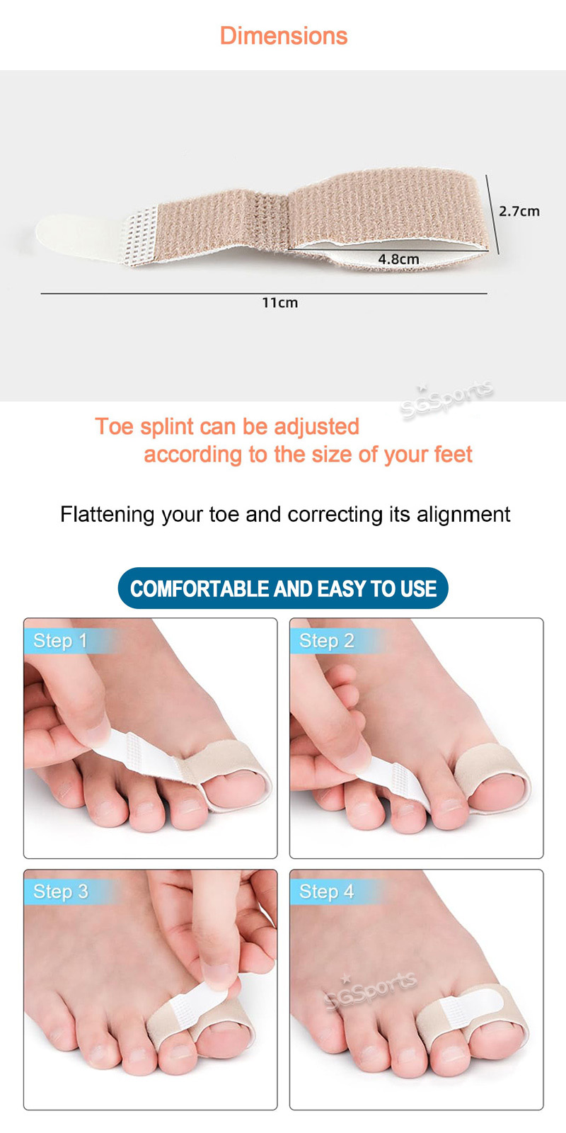 Fabric Toe Splint Finger Tape Toe Brace Bunion Corrector Buddy Strap ...