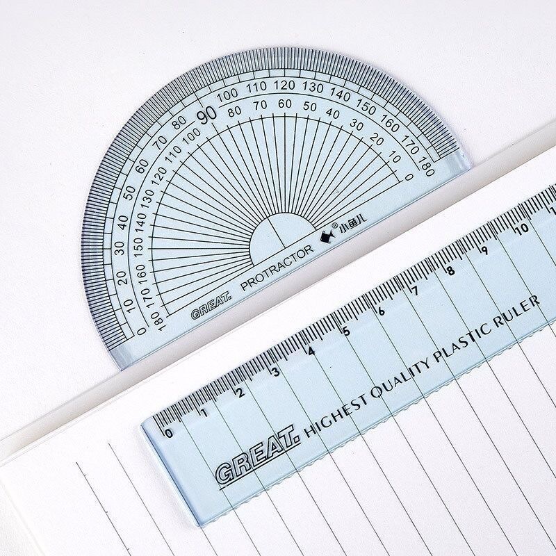 Math Transparent Ruler Set 4 in 1 Geometry Set 15cm Ruler Protractor ...