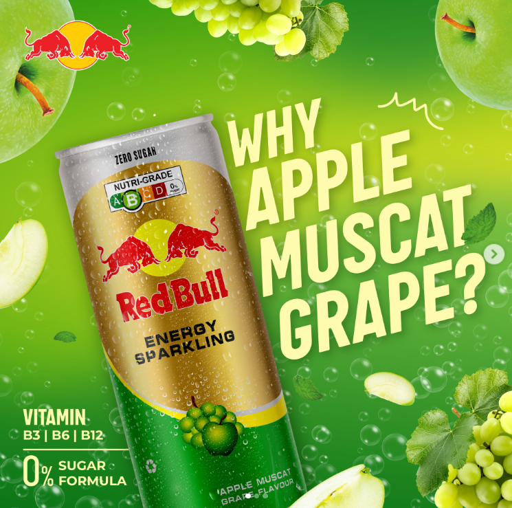 Red Bull Energy SPARKLING APPLE MUSCAT GRAPE, 24 x 250ml Carton - Zero ...