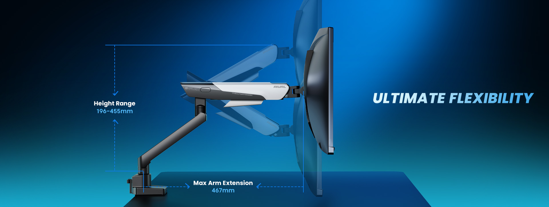 [NEW] ULTi Rival G-Flex Monitor Arm - Compatible with most 40" Monitors ...