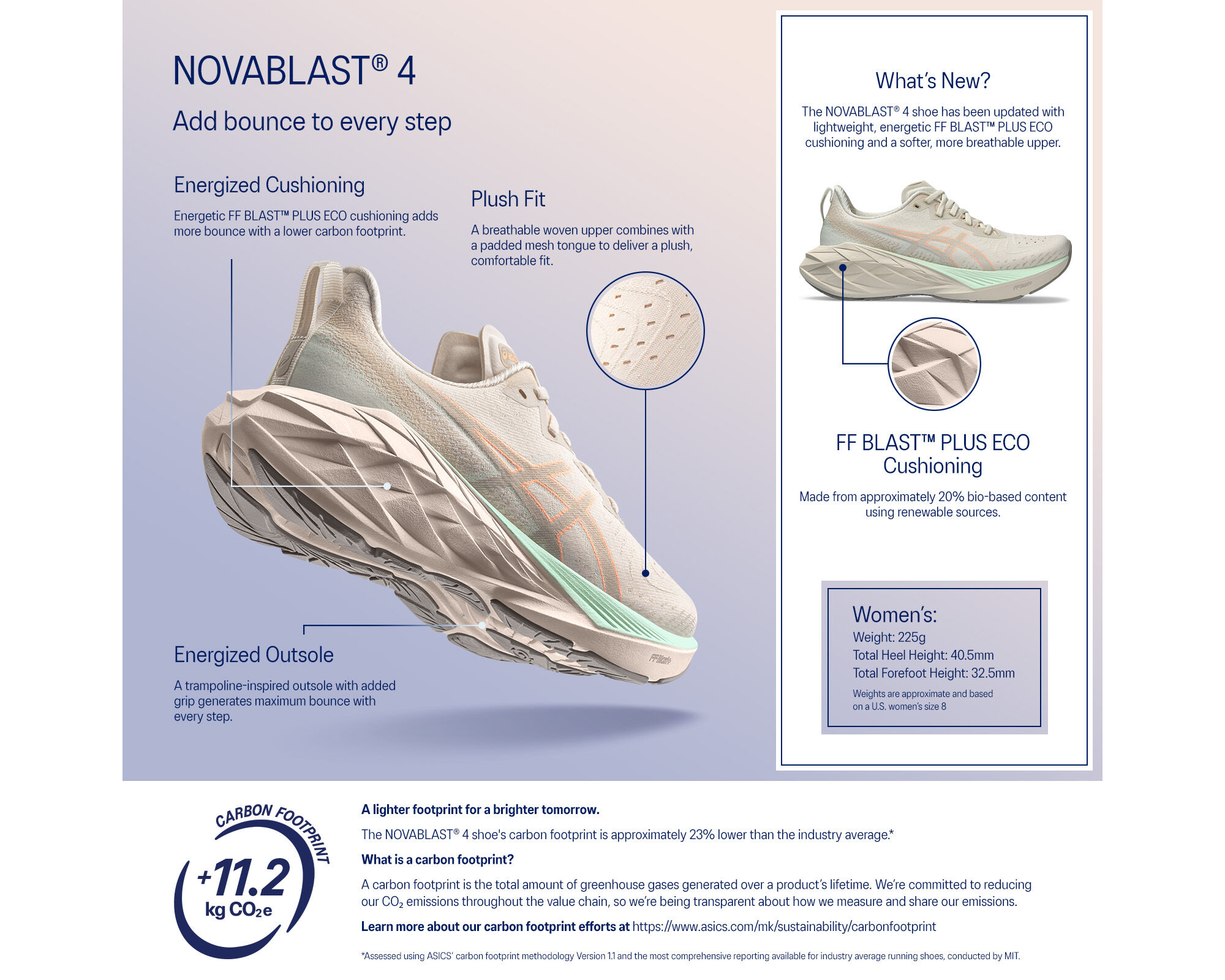 ASICS Women NOVABLAST 4 PLATINUM Running Shoes in Blue Expanse/Rose ...