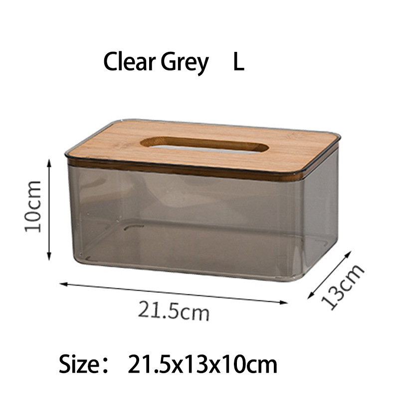 SDS Large Size Tissue Paper Box With Bamboo Cover, Minimalist Clear ...