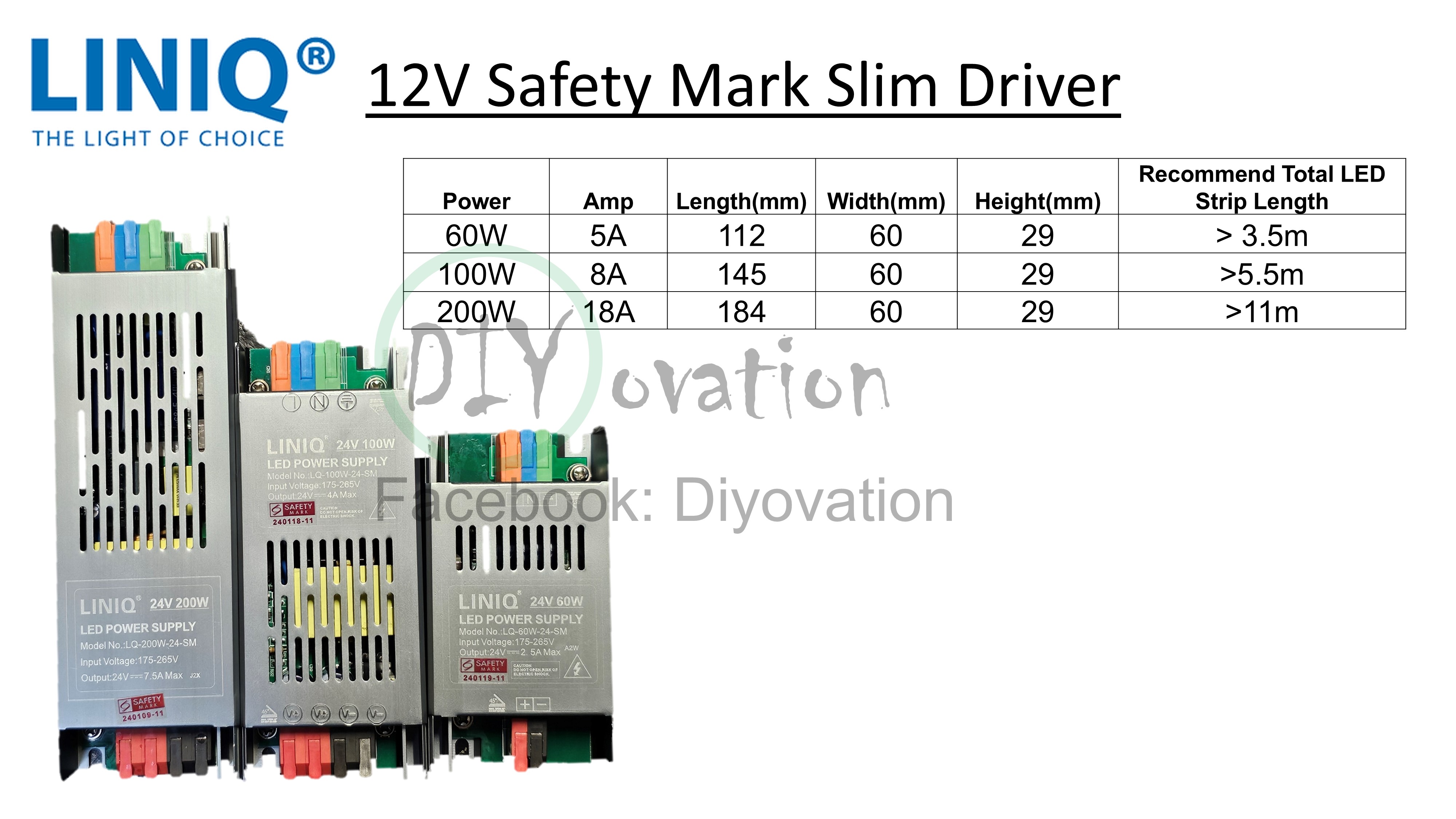 [Safety Mark] Liniq 12V/ 24V LED Strip Driver/ 12V/ 24V Transformer ...