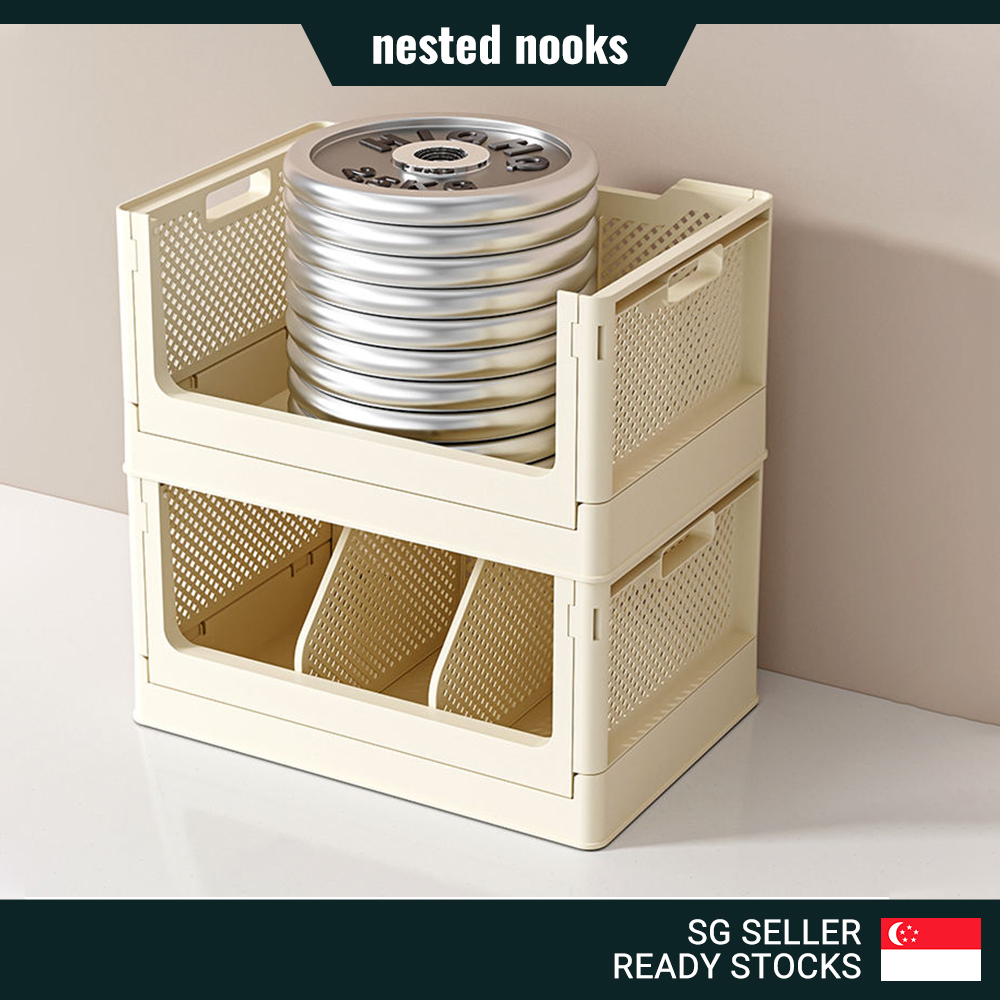 Foldable Stackable Desktop Books Storage Box in Crate Box Design Style ...