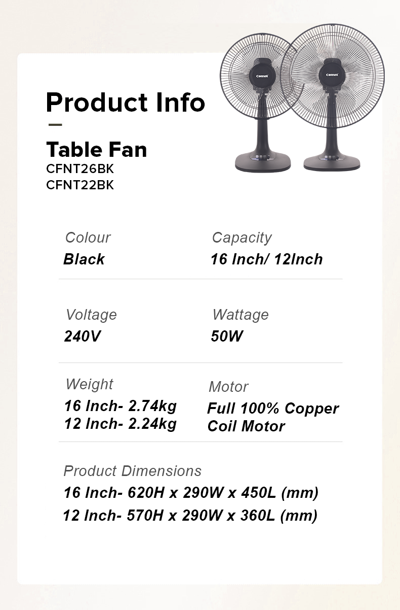 Cornell Table Fan in Matte Black | Shopee Singapore