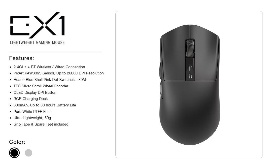 Tecware EX1 26K Wireless Mouse With OLED Display and RGB Charging Dock ...