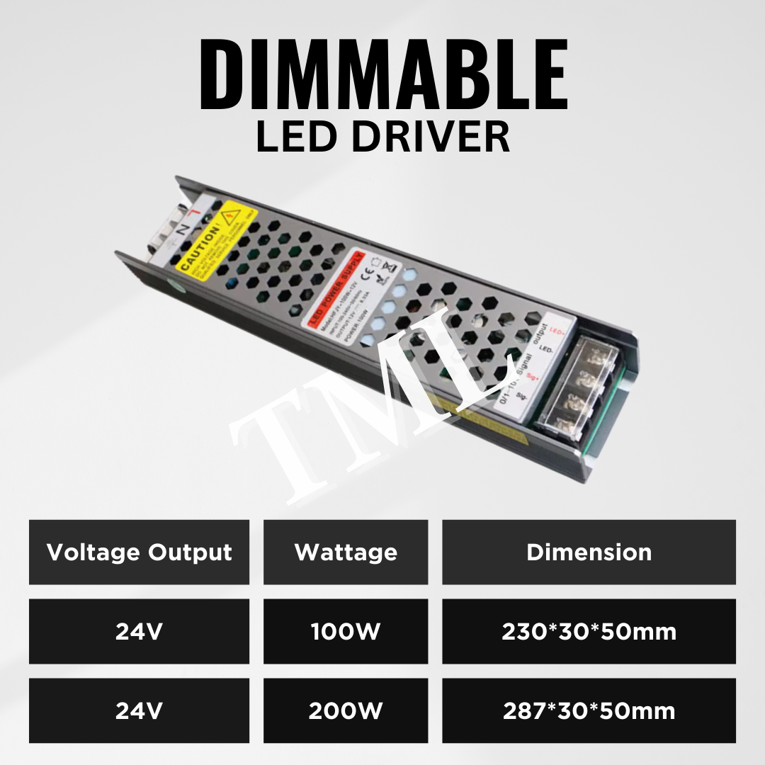 24V 100W 200W dimmable LED driver strip light COB by dimmer switch TRIAC Dimming and 0-10V ...