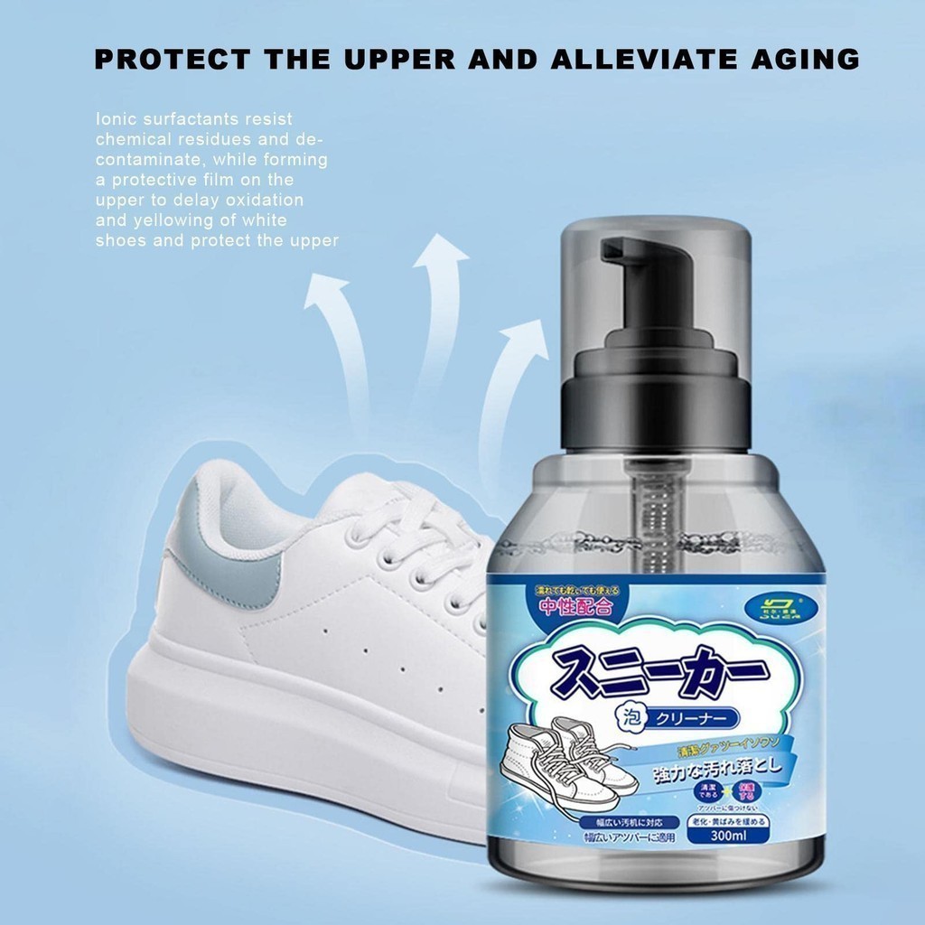 (FOREVER $2) Japanese 300ml White Shoes Cleaner Foam Shoe Whitener Wash ...