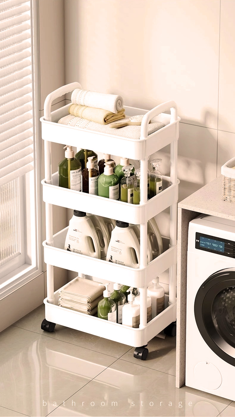 HXR Movable Storage Rack Household Trolley Storage Rack With Pulley ...