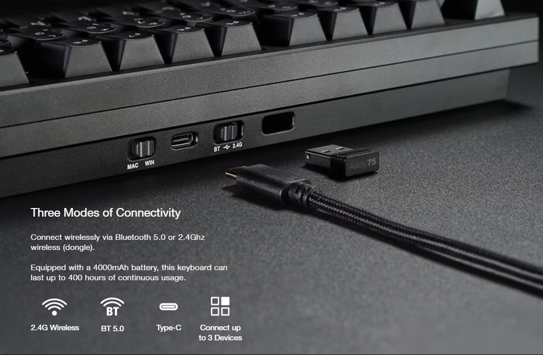 Tecware Alloy 75 Aluminium RGB Mechanical Keyboard w/ Knob & Custom Red ...