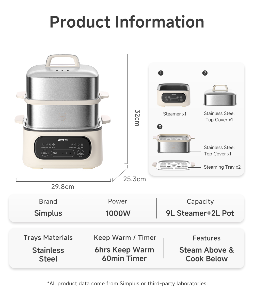 [New Launch] Simplus Food Steamer | 2-Tier 11L Capacity | Hot Pot | 8 ...