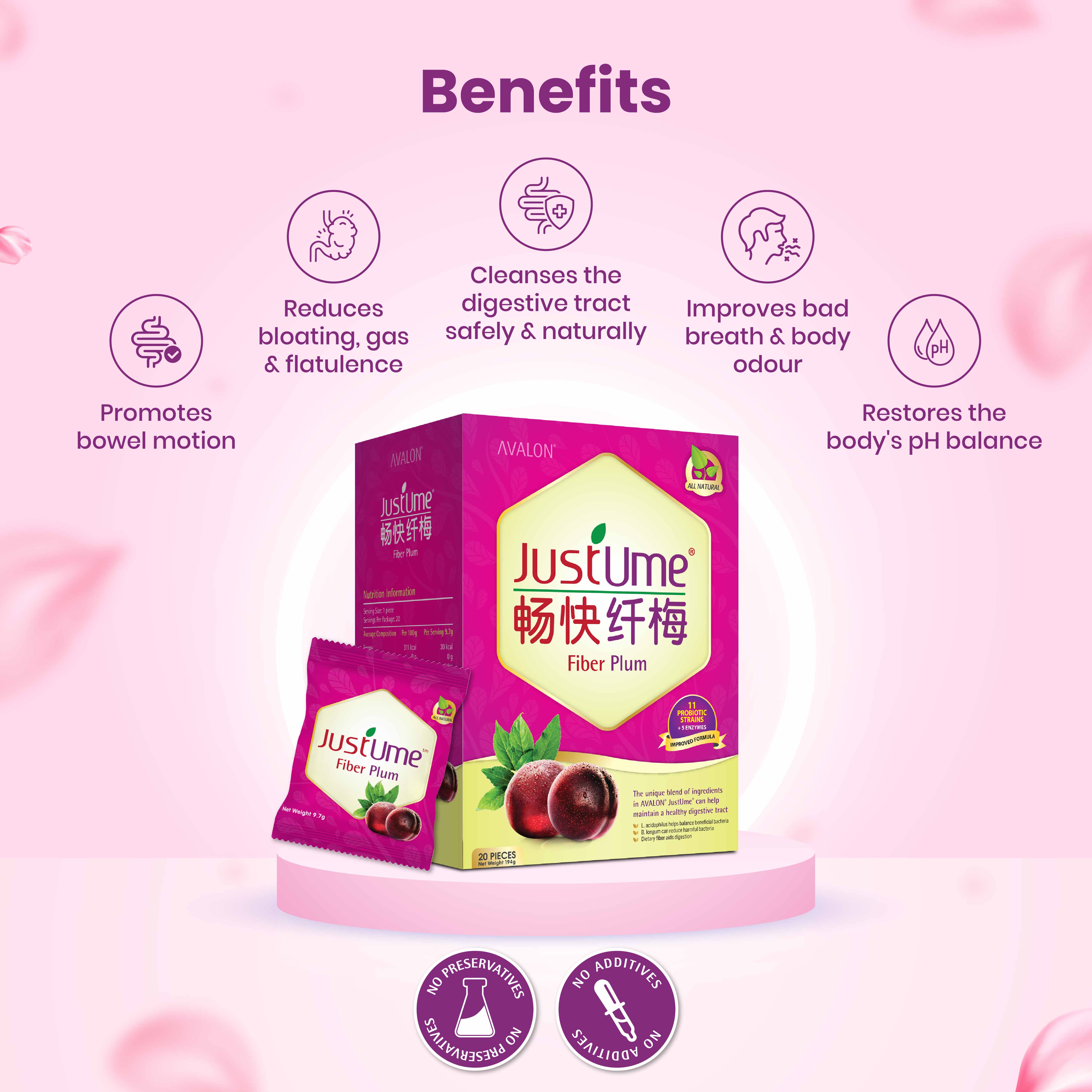 AVALON JustUme Natural Fiber Plum 20s | Fiber Supplement | Detox Plum ...