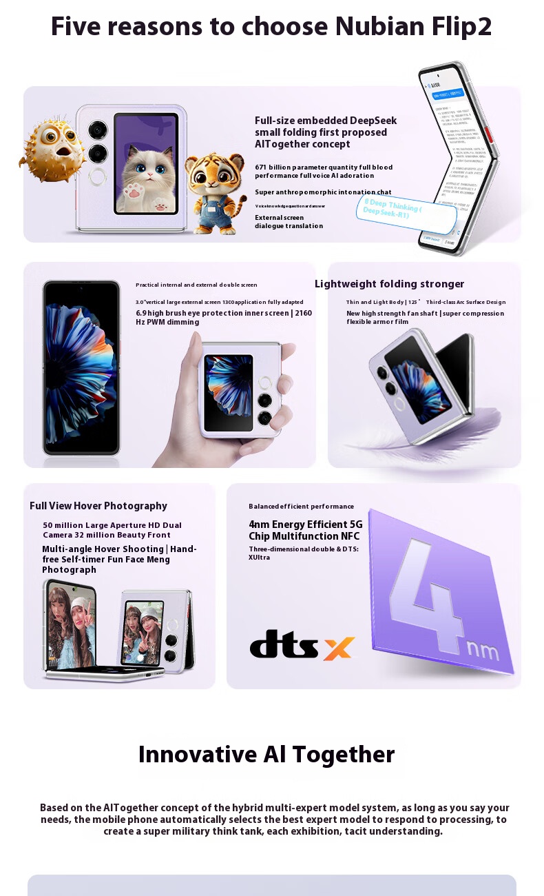 ZTE Nubia Flip 2 Dimensity 7300X | 6.9" 120Hz | 4300mAh 33W Nubia Flip ...