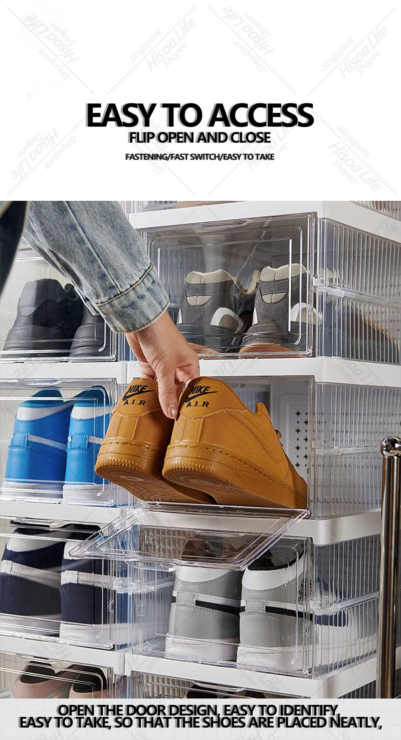 YOUNEED 3-10 Layers Foldable Shoe Box Transparent Shoe Cabinet ...