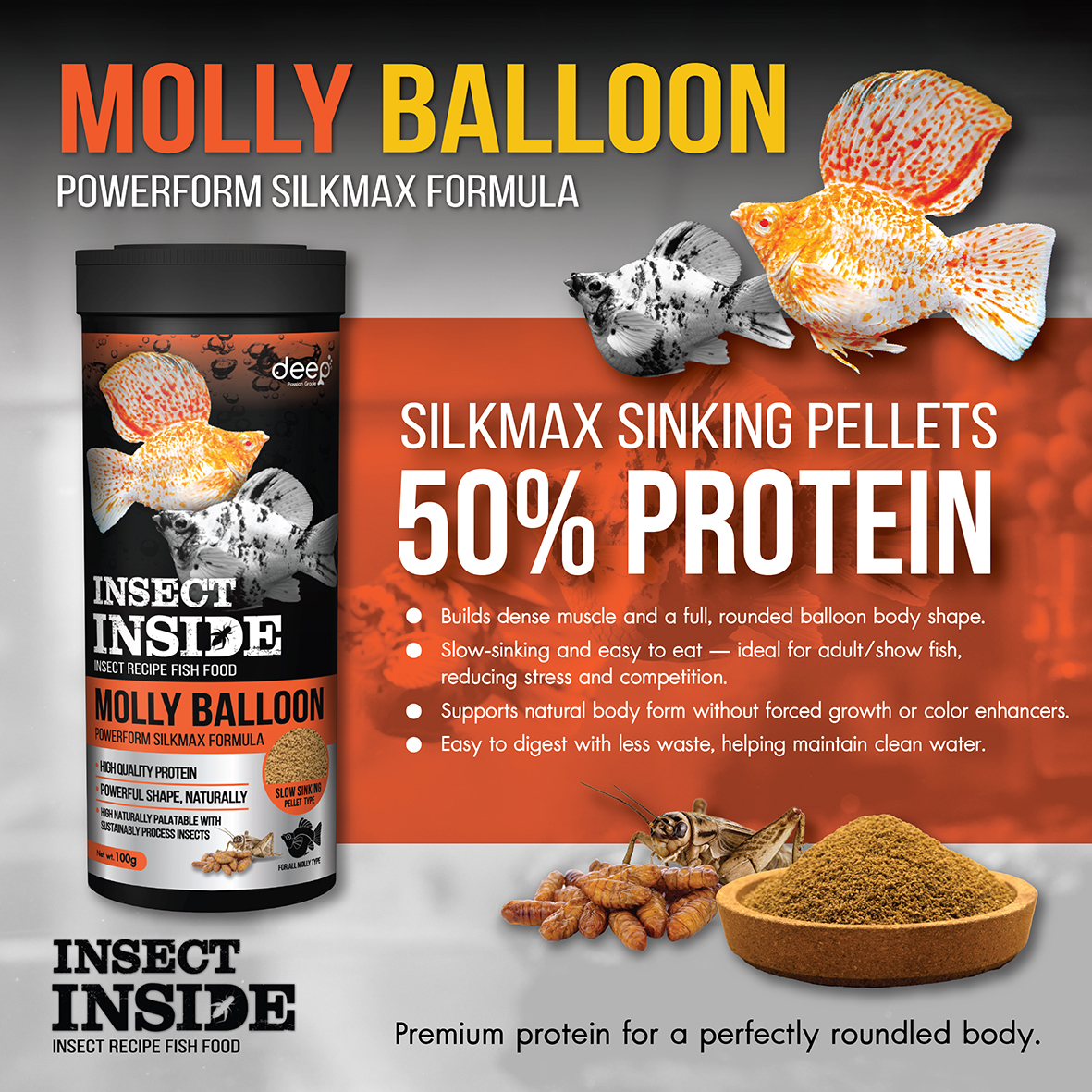 DEEP MOLLY BALLOON - POWERFORM SILKMAX FORMULA (SLOW SINKING PELLET ...