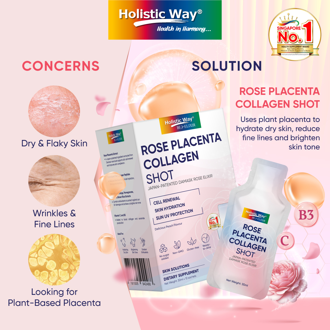 Holistic Way Bio-Elixir Rose Placenta® Collagen Shot -10 Sachets x 30 ...