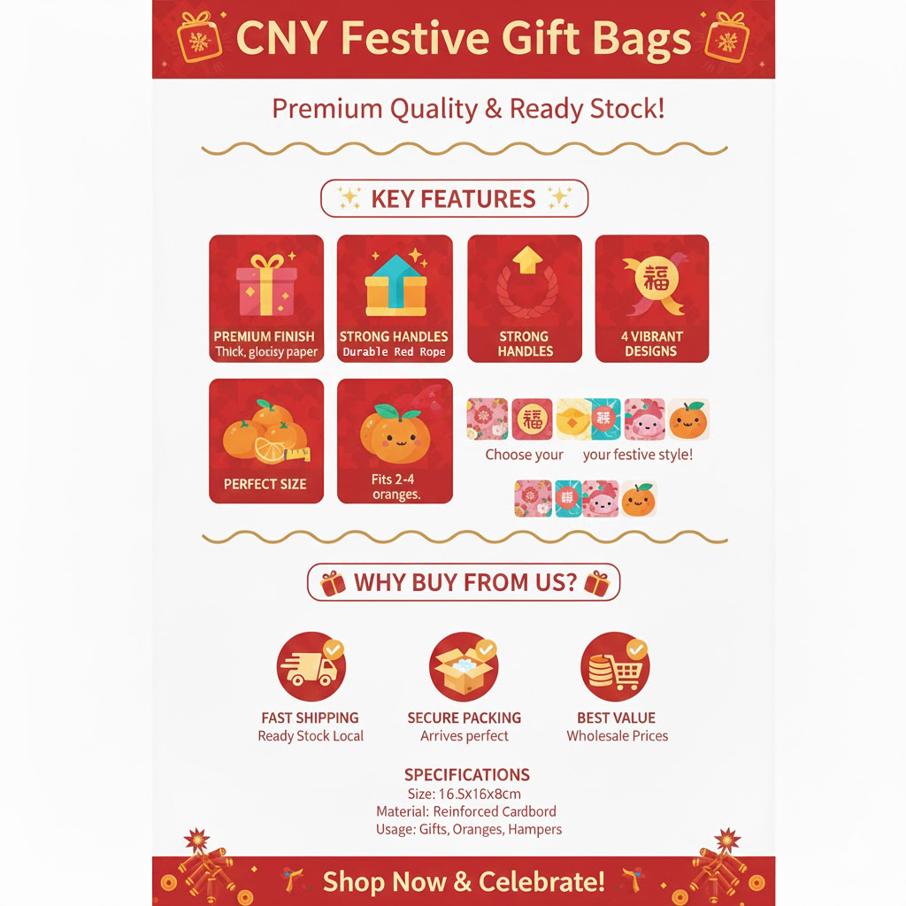 2025 Design Chinese New Year Orange Bag/ CNY Paper Bag/ Orange Bags ...