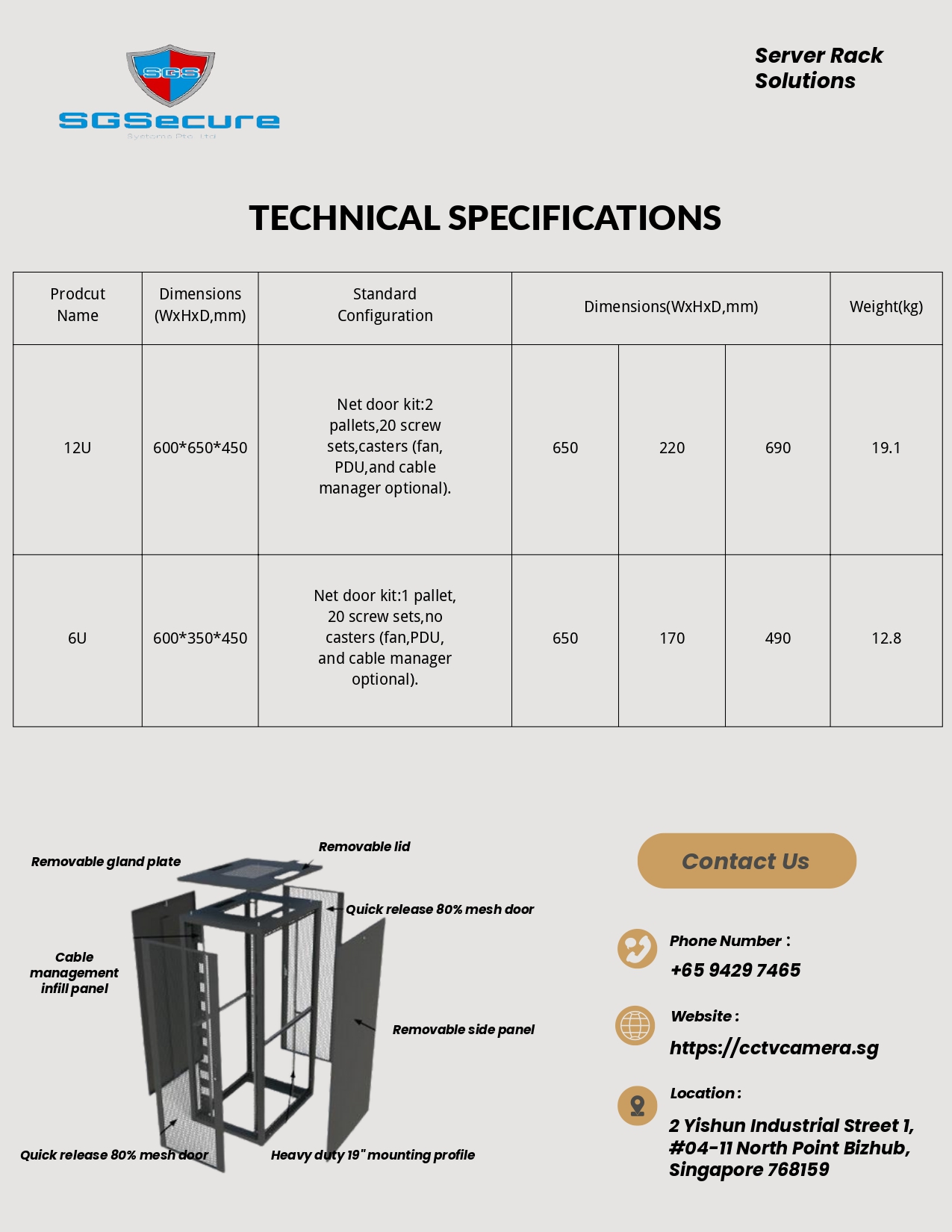 TC-6U-600 / 6u Server Rack/Wall-Mount Network Cabinet (UNASSEMBLED ...