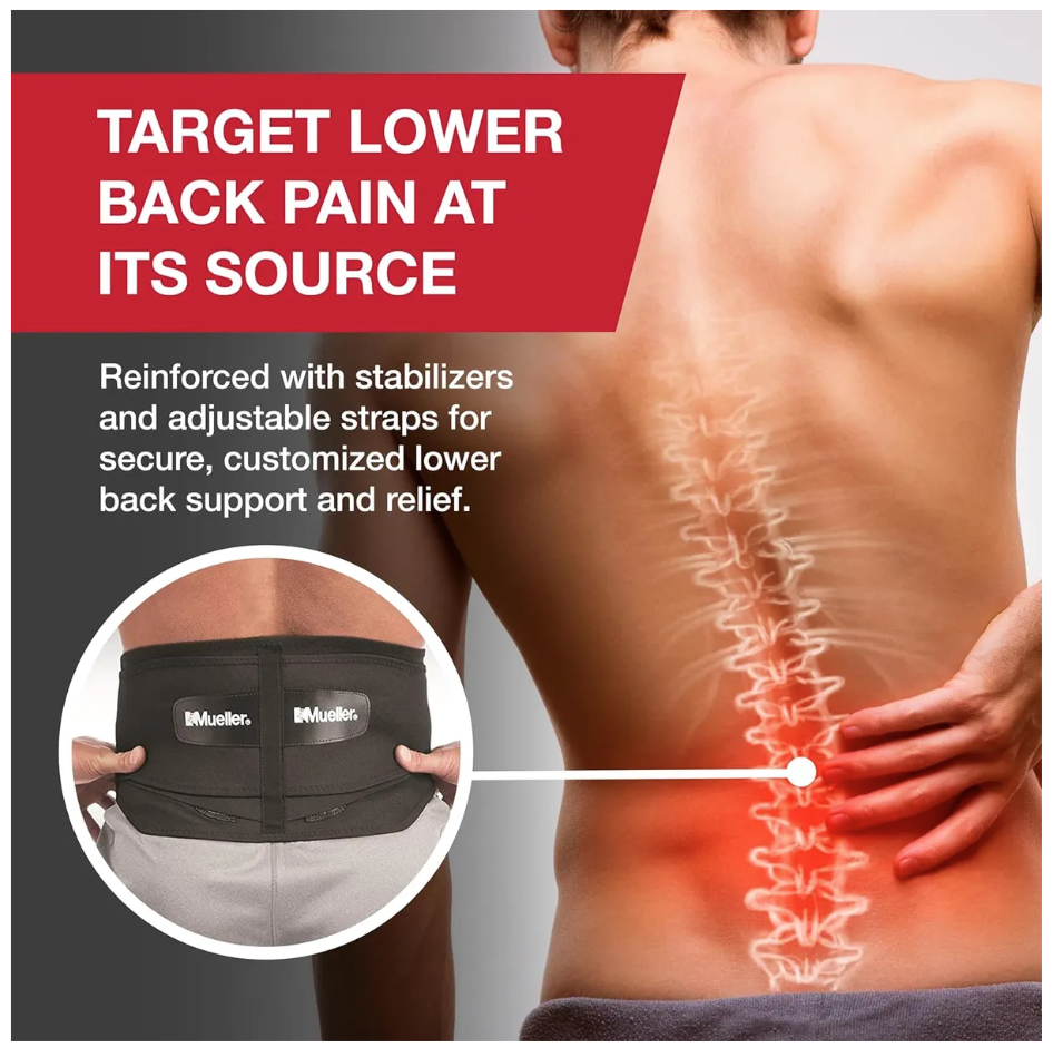 Mueller® USA Adjustable Lumbar Back Brace with Removable Pad - Lower ...