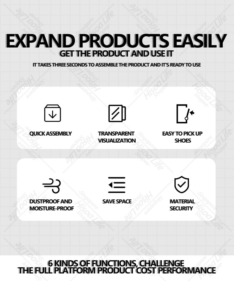 YOUNEED 3-10 Layers Foldable Shoe Box Transparent Shoe Cabinet ...