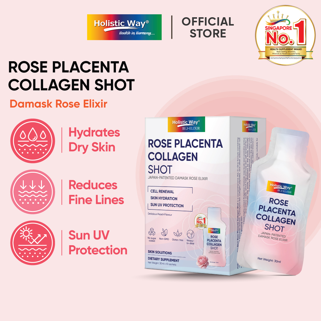 Holistic Way Bio-Elixir Rose Placenta® Collagen Shot -10 Sachets x 30 ...