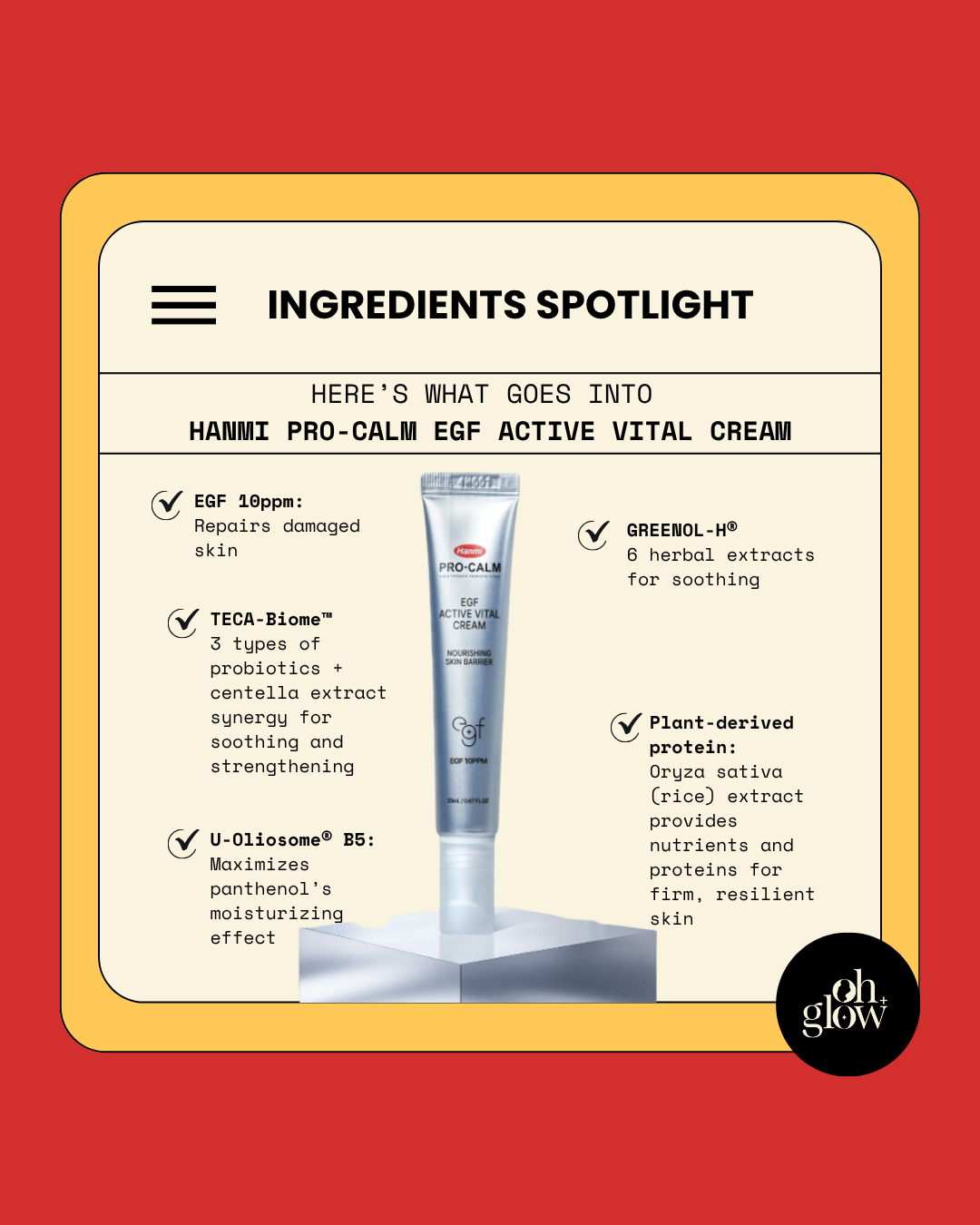 Hanmi PRO-CALM EGF Active Vital Cream 20ML – Skin Repair & Barrier Care ...
