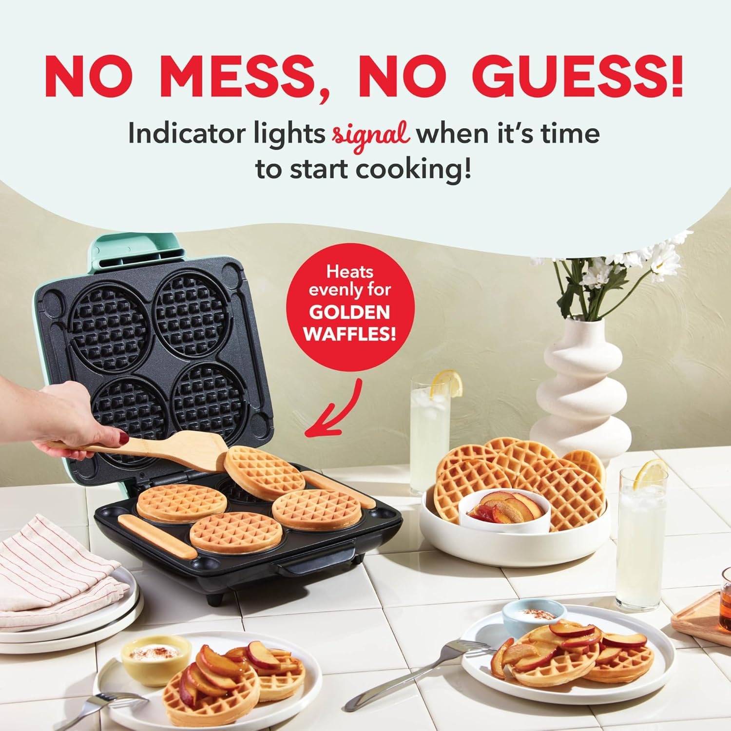 Mini Waffle Maker 4 holes Non-stick Coating Fast Heating Best waffle ...
