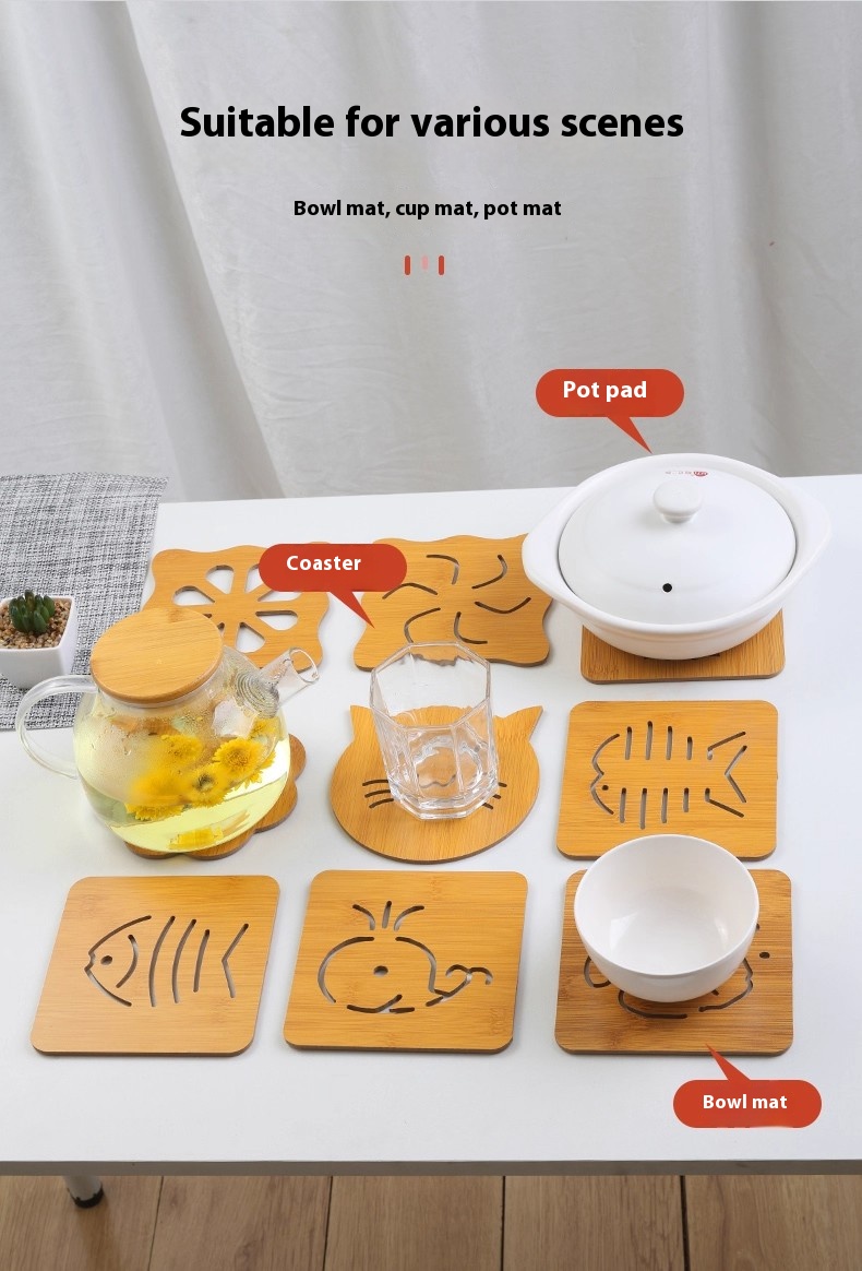 ⚡RADIANT Bamboo heat-insulating placemat, creative table mat, heat ...