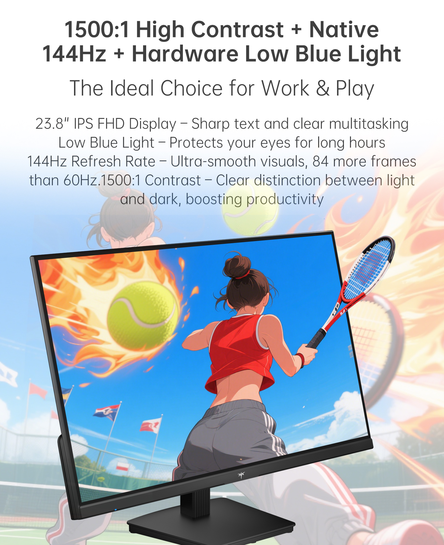KTC 24" IPS 144Hz 1080P FHD Productivity Monitor Low Blue Light Gaming ...