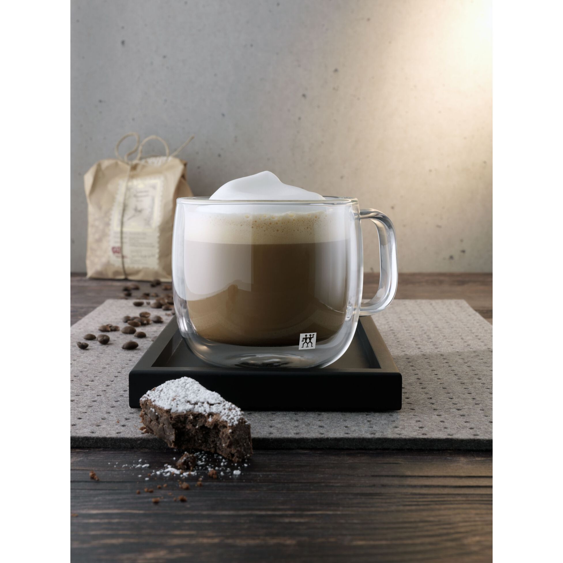 ZWILLING Sorrento Set of 2 Cappuccino Glass with Handle 450ml, Double ...