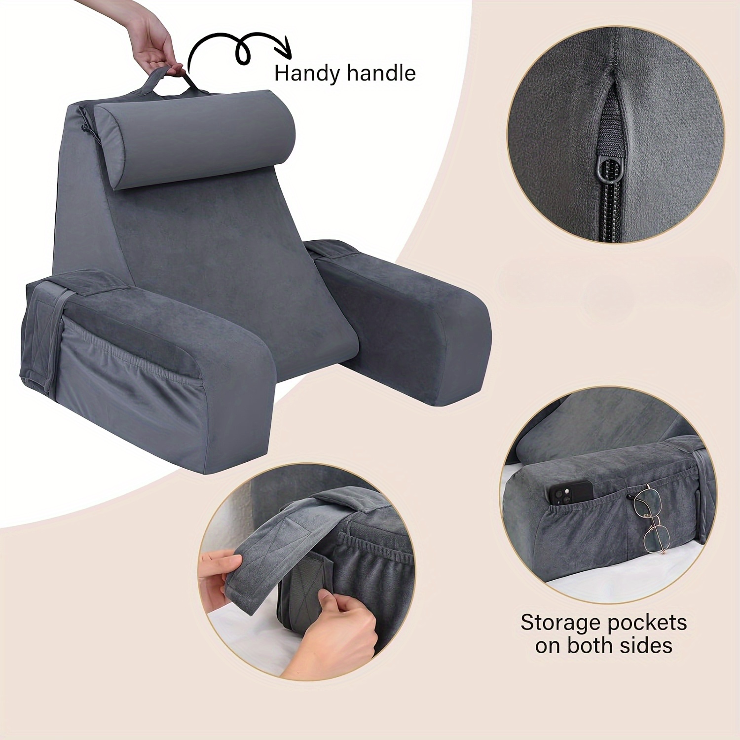 [24h-Ship]Reading Cushion Pillow Backrest Support Reflux Cushion For ...