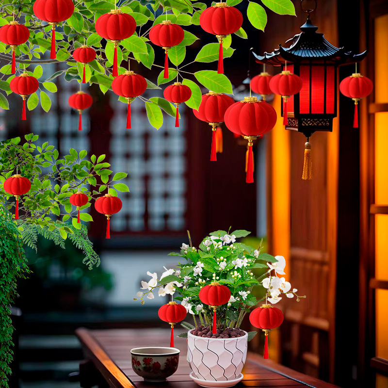 2026 植绒小灯笼 New Year Lantern Small Red Lantern 2026 NEW Year Chinese New ...