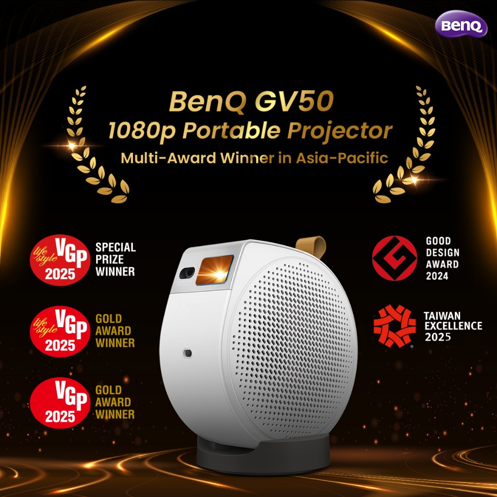 BenQ GV50 FHD Ceiling Projector 500lm 135° Rotation, Dolby Audio+Woofer ...